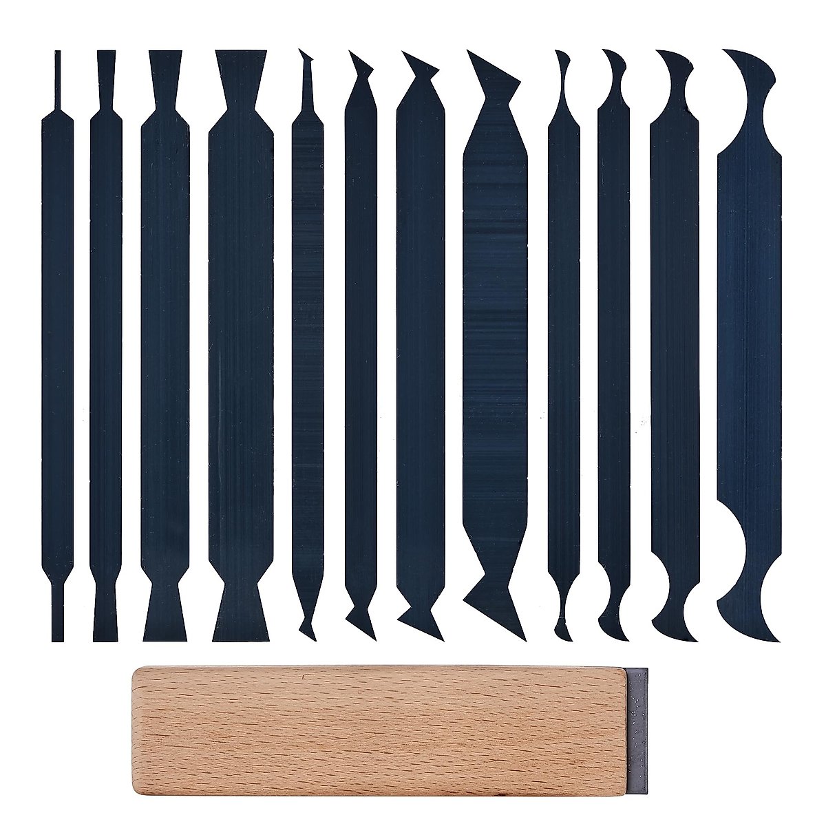 HERMIT TOOLS New Cabinet Scraper Cards asnd Cabinet Scraper Burnisher with 12 Piece Multi-Shaped Scraper Set Suitable for Various Small space and Small-Sized Tasks(HTCSCS13)