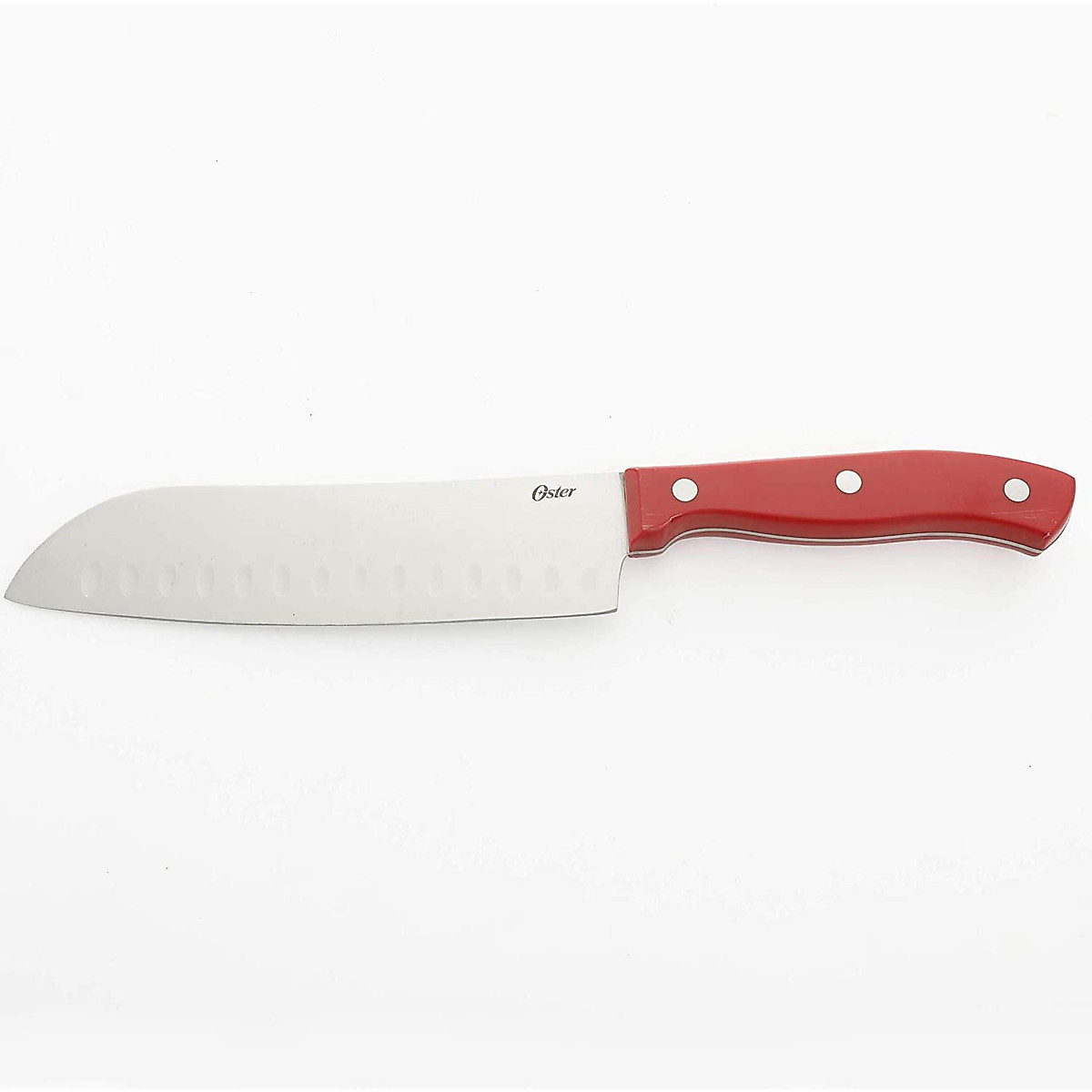 Oster Evansville 14 Piece Stainless Steel Cutlery Block Set, Red Handles