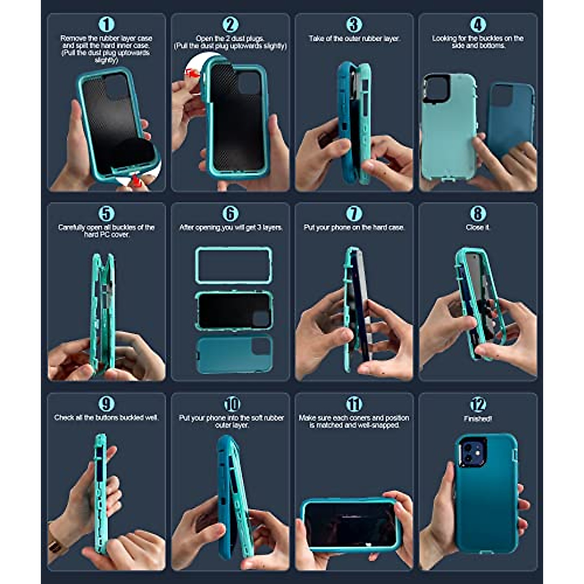 LeYi Samsung A53 5G Case: 3-in-1 Full Body Protection, Teal Blue with [2 Pack] Tempered Glass Screen Protectors