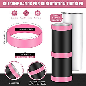 6 Pack Silicone Bands for Sublimation Tumbler Sublimation Silicone Bands Rubber Bands Elastic Sublimation Paper Holder Water Bottle Bands for Wrapping Cups Reducing Ghosting Art DIY (Pink, 8.27 Inch)