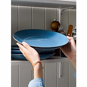 LE TAUCI Dinner Plates 10.5 Inch, Ceramic Salad Plate Set, Kitchen Serving Dishes for Housewarming Thanksgiving Christmas, Microwave Oven Safe - Set of 6, Reactive Glaze, Ceylon Blue