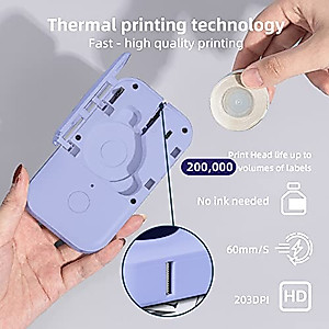 Memoqueen D30 Label Maker Thermal Mini Label Printer-Bluetooth Portable Label Maker Machine with Tape,Labeler Compatible with Phomemo D30 iOS&Android, Easy to Use for Home Office Organization,Purple