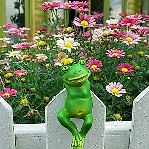 VEEBELL Frog Garden Statues Outdoor Décor, Hanging Animal Resin Statues Collectible Figurine for Garden Decoration for Flower Pot/Fence Patio Yard Art Pond Lawn Outdoor Ornament, Set of 3
