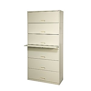 Datum Storage Stak-N-Lok 200 series 6H open shelf With Receding Doors and locking cabinet, 36", Bone White