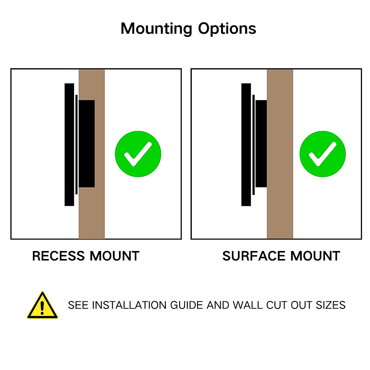 EGHOME Matt Black Arched Recessed and Surface Mount Bathroom Medicine Cabinet with Mirror Metal Framed Rectangular Bathroom Cabinet with 3 Tempered Glass Adjustable Shelves 18x27''