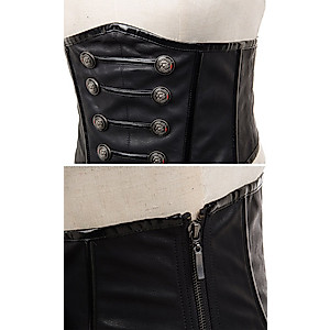 Alivila.Y Fashion Women's Faux Leather Rivet Steampunk Retro Boned Wide Corset Belt 21674-Black-2XL