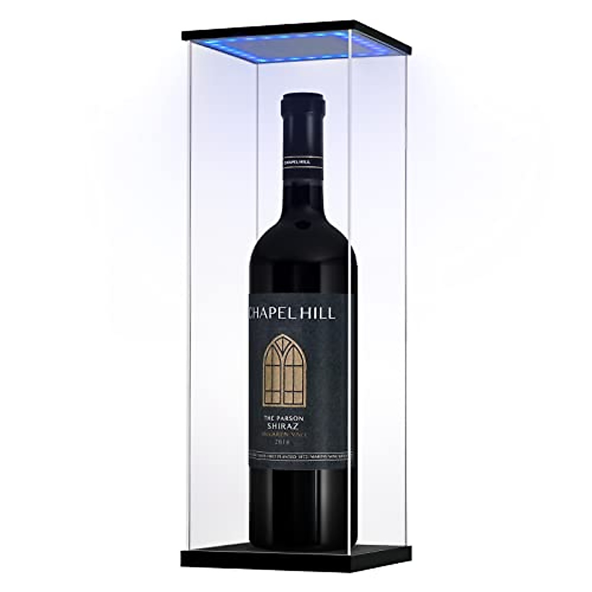 DIWNELEM Acrylic Wine Bottle Display Case with LED Light Display Stand Wine Display Case Protector Dustproof for Red Wine,Champagne,Liquor,Whiskey,Beer,Beverage Bottle (5 * 5 * 14.2")