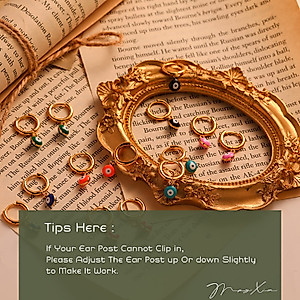 MRSXIA Huggie Earrings for Women Gold Hoop Dark Blue Evil Eye Round Bead Ball Dangle Drop 18K Gold Filled Small Simple Delicate Hypoallergenic Ear Protection Jewelry