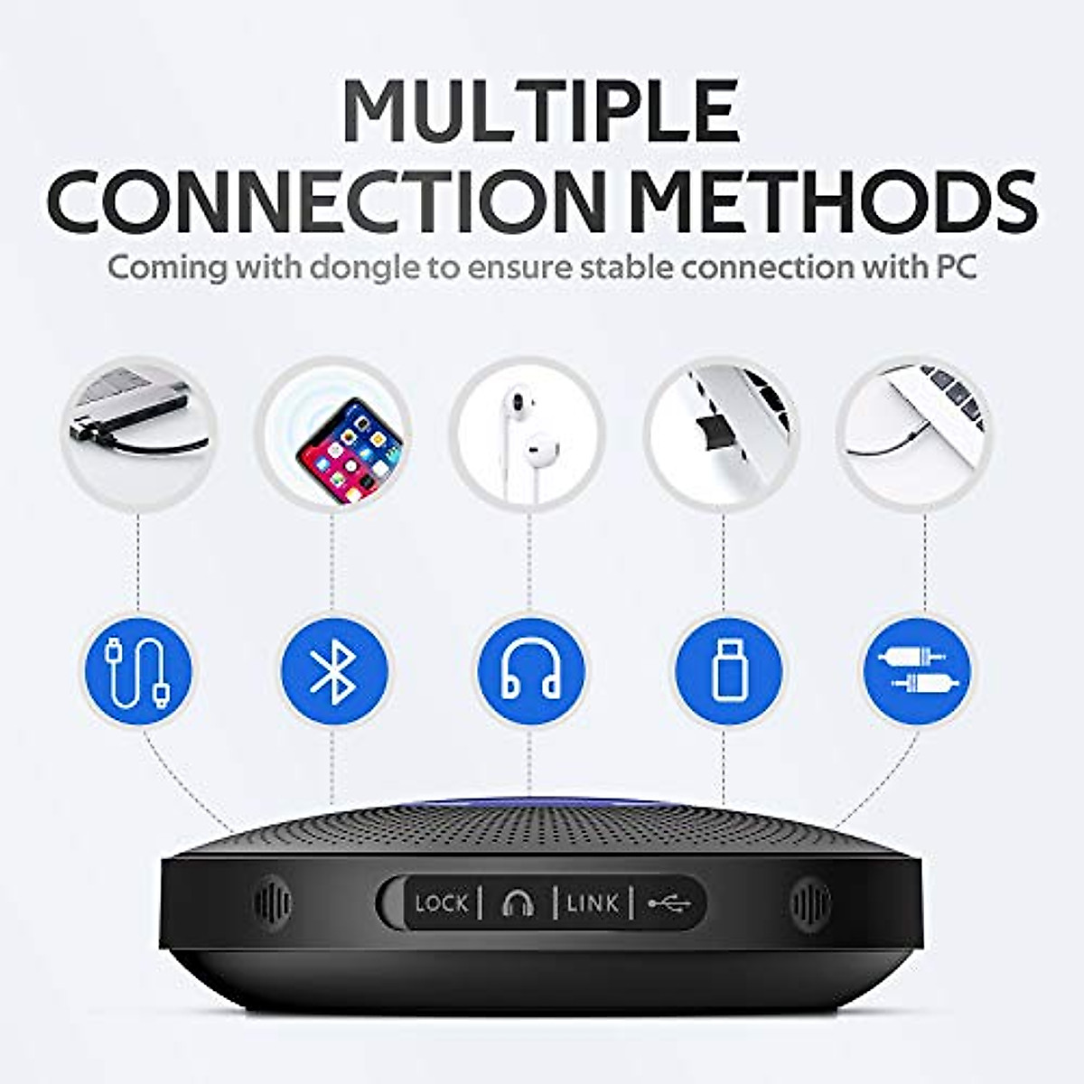 EMEET Bluetooth Speakerphone M2 Max Professional Conference Speaker and 4 Directional Mics for up to 15 People Business Conference Calls High Volume Noise Reduction Daisy Chain Dongle Home Office