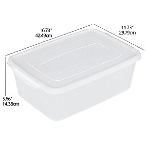 Haodehen 16 Quart Clear Plastic Latching Storage Box, Storage Latch Bin with lid, 2 Packs
