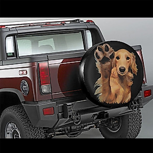 Golden Retriever High Five Tire Cover Universal Spare Wheel Covers Truck Trailer Accessories SUV RV Camper Protectors Weatherproof Dust-Proof 14 inch