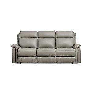Hydeline Stanfield Zero Gravity Power Recline and Headrest Top Grain Leather Sofa Couch, Concrete, Memory Foam, Pocket Coils and Control Panel