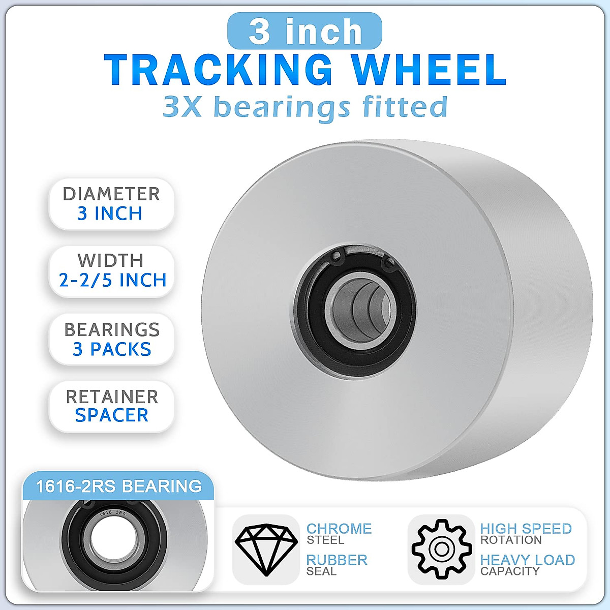 Belt Grinder 2" x 72" Wheel Set Complete Belt Knife Grinder Wheel Set Aluminum Wheel Crowned for Knife Grinder 4" Drive 5/8" Bore 3" Track 2" Idler (4" 5/8-3" - 2")