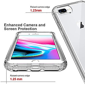 Misscase iPhone 8 Plus Case,iPhone 7 Plus Clear Case,[Tempered Glass Screen Protector] Full Body Protective Shockproof Hard Plastic & Soft TPU Case for iPhone 8/7/6 Plus (5.5 inch) Clear