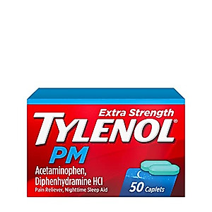 Tylenol PM Extra Strength Pain Reliever & Sleep Aid Caplets, 500 mg Acetaminophen, 50 ct