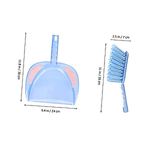 MOBUTOFU 1 Set Practical Cleaning Broom Multi-Function Small Broom Portable Trash Can Cleaning Broom Dustpan Household Floor Cleaners Mini Trash Can Pet Cleaning Supplies Car Blue Plastic