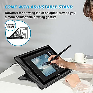 Drawing Tablet with Screen, 15.6'' XOPPOX Graphics Drawing Monitor Pen Display with 1080P Full Laminated Screen,Tilt 8192 Levels Battery-Free Stylus,Adjustable Stand,Compatible for Window/Mac