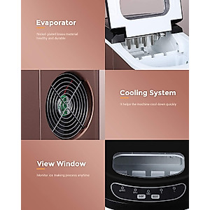 SOUKOO Ice Makers Countertop 26lbs/24h Portable Ice Maker (Bronze Stainless Steel)………