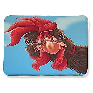 ZHENGJC Farmhouse Large Area Rugs British Cock Art Non Slip Bedroom Living Room Kitchen Carpets Hallways Doormats Quick Dry Bathroom Floor Mats Exercise Mat Rugs Home Decoration23.6x15.7in