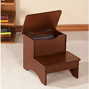 Fox Valley Traders 2 Step Wooden Step Stool with Hidden Storage by Oakridge, 15" W x 12 3/4" D