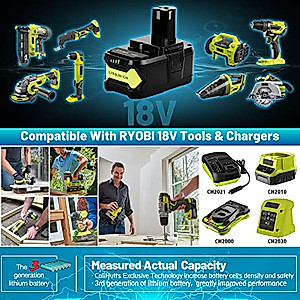 CaliHutt 【Upgrade】 18V 6.0Ah Replacement Battery for Ryobi ONE+ Plus 18V Battery High Capacity 18V Lithium-Ion Battery P102 P104 P105 P106 P108 P107 P109 for Cordless Power Tools…