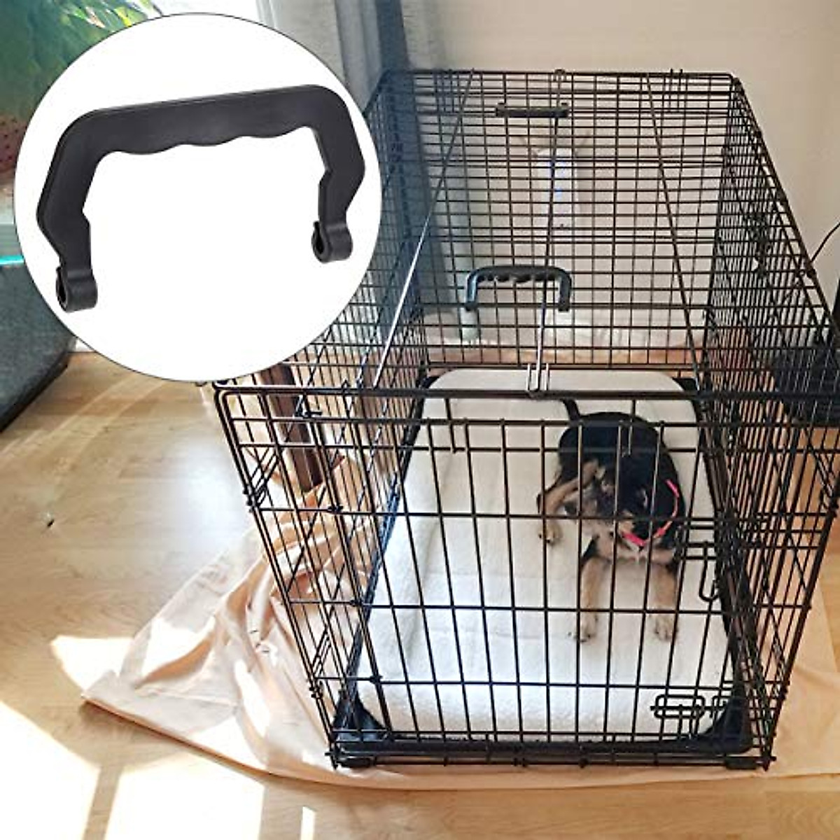 POPETPOP 10pcs Replacement Pet Cage Crate Handles Plastic Cage Handles for Squirrel Hedgehog Rabbit Chinchilla Hamster Black