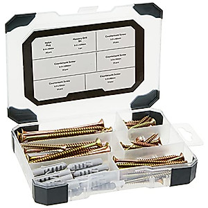 TIMCO Screws, Plug & Drill Bit Gold Mixed Tray - 91pcs