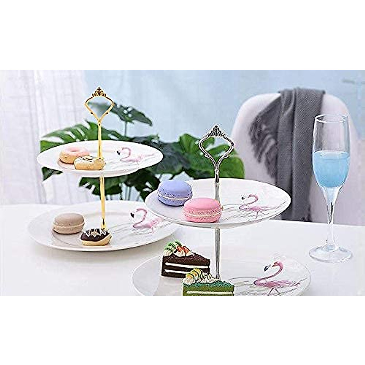 3 Tiered Tray Hardware, 6 Sets Cake Tray Stand Fittings Hardware for Cake Stand Mold, Decoration Accessories for Wedding Banquet Family Banquet,2Golden, 2Silver, 2Black