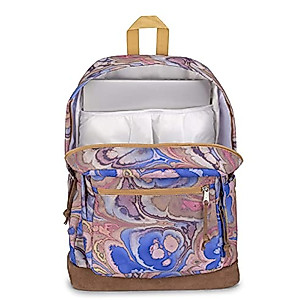 JanSport Right Pack Backpack - Class, Travel, Work, or Laptop Bookbag with Leather Bottom, Marble Mood