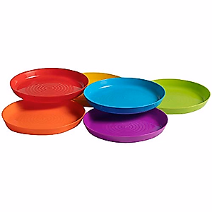 Klickpick Home Kids Plates - 12 Pcs Plate Children Plastic Plates Dishes Reusable - 6 Bright Colors Dishwasher Microwave Safe BPA Free Plate Perfect for Kid and Toddlers