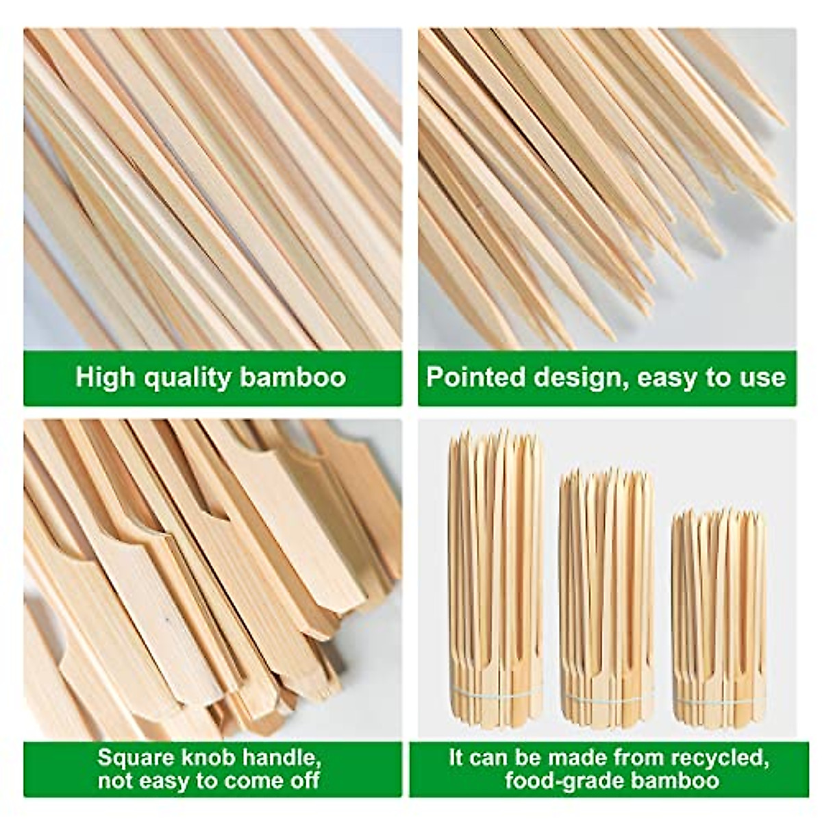 300 Pcs Bamboo Skewers, Cocktail Skewers, for Appetizers, BBQ,Fruit Kabobs,Sandwich.