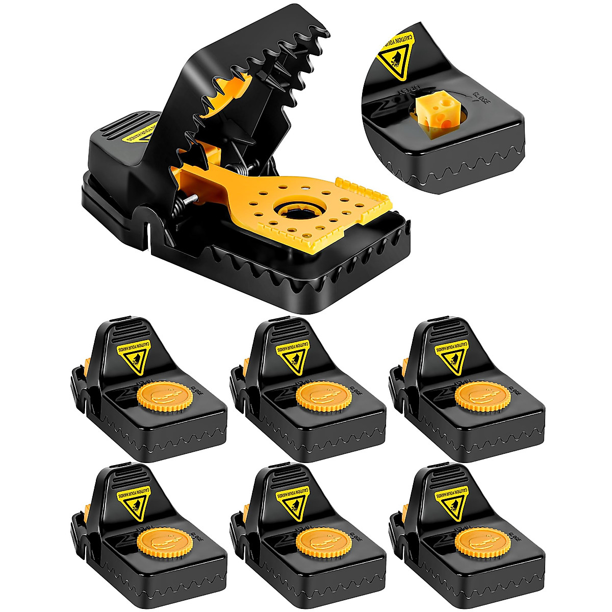 OSVDO Rat Trap, Large Chipmunk Traps, Mouse Traps for Indoor & Outdoor, Instant Kill Traps for Mouse Rat Chipmunk, Safe Set Up and Reusable - 6 Pack Black