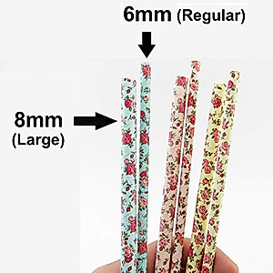 75-Pack Biodegradable Floral Paper Straws - Pink, Blue, Yellow - Vintage Flower & Rose Design - Eco-Friendly Disposable Straws for Parties by JPACO
