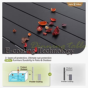 Sophia & William 7 Pieces Patio Dining Set for 6 People, Rectangular Patio Table and Rattan Chairs Set with Cushions, Outdoor Table and Chaird with 1.6"-2" Adjustable Umbrella Hole