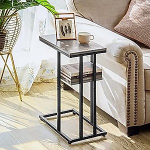 Yoobure C Shaped End Table Set of 2, Side Table for Couch and Bed, Small Side Table for Small Spaces, Living Room, Bedroom, Rustic Snack Table