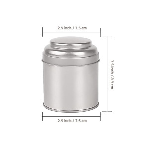 Fvstar Tea Tin with Airtight Double Lids,8 oz Loose Leaf Tea Storage Tins,Round Small Tin Can Container Box,Kitchen Canister for Coffee,Candy,Herbs and Spices (Silver)