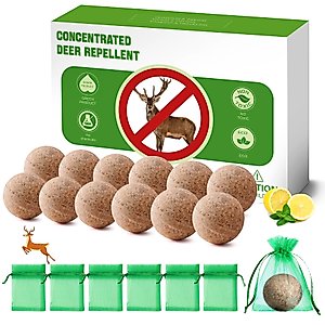 MAGIC CAT Deer Repellent Outdoor, 12 Pack Natural Peppermint Oil Deer and Rabbit Away Repellent for Plants Pet Family Safe, Deer Deterrent for Garden Yard Lawn Tree Protection