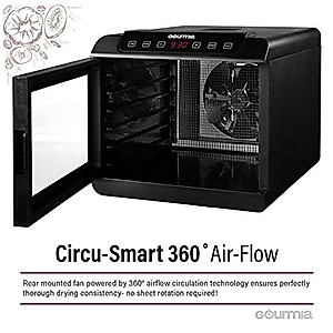 Gourmia GFD1680 Countertop Electric Food Dehydrator - 6 Drying Trays - Digital Countdown Timer - Preset Temperature Settings - Recipe Book Included