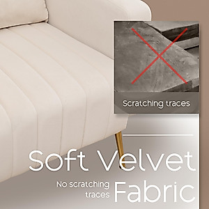 YUUIJOAA Accent Chairs Set of 2 - Upholstered Velvet Modern Comfy Wingback Reading Armchair with Ottoman Bedroom Single Sofa Chair with Pillows Beige