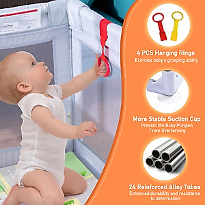 PAPAMIA Baby Playpen, 71"x59" Foldable Extra Large Playpen for Babies and Toddlers with Anti-Slip Base and Breathable Mesh, Sturdy Safety Play Yard with Gate for Kids Activity Center, (Small Gray)