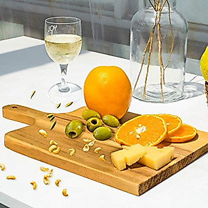 Small Wood Cutting Board with Handle - Wood Serving Board - Natural Wood Cheese Board - Rustic Design - Mini Charcuterie Board