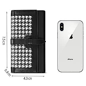 Solaround Leather Wallets for Women Tri-fold Large Capacity Clutch Wallet (Clutch, Black)