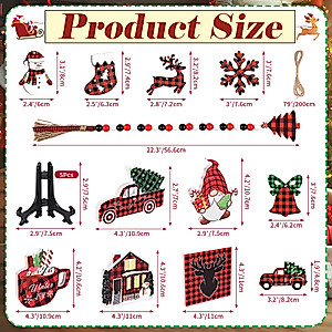 Lucomb 19 Pcs Christmas Tiered Tray Decor Set, Brown Wooden Signs, Farmhouse Rustic Decor, Indoor Kitchen Table Decorations