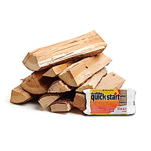Seasoned Firewood by Home and Country USA. Hardwood, Kiln Dried firewood for Outdoor fire pits, Wood Burning stoves, and Campfires. Comes in 25LB Bundles (Without Starter)