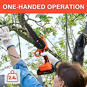Mini Chainsaw 6-Inch with 2 Battery, Upgrade Brushless Motor, Cordless Power Chain Saws with Security Lock, Hand held Small Chainsaw for Wood Cutting Tree Trimming