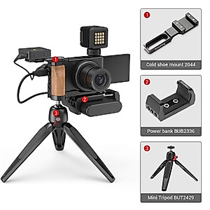 SMALLRIG L-Shape Bracket Wooden Grip with Cold Shoe for Sony ZV1 Digital Camera - 2936
