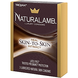 Trojan NaturaLamb Latex Free Luxury Condoms, 3 Count (Pack of 1)
