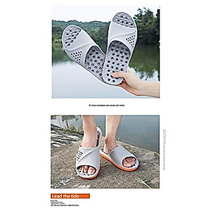 Bathroom Beach Slipper, Mens Badslippers Casual Non-slip Slides Summer Massage Flip Flops Fashion Soft Sole Man Massage Sandals 14((XXL) GrayOrange