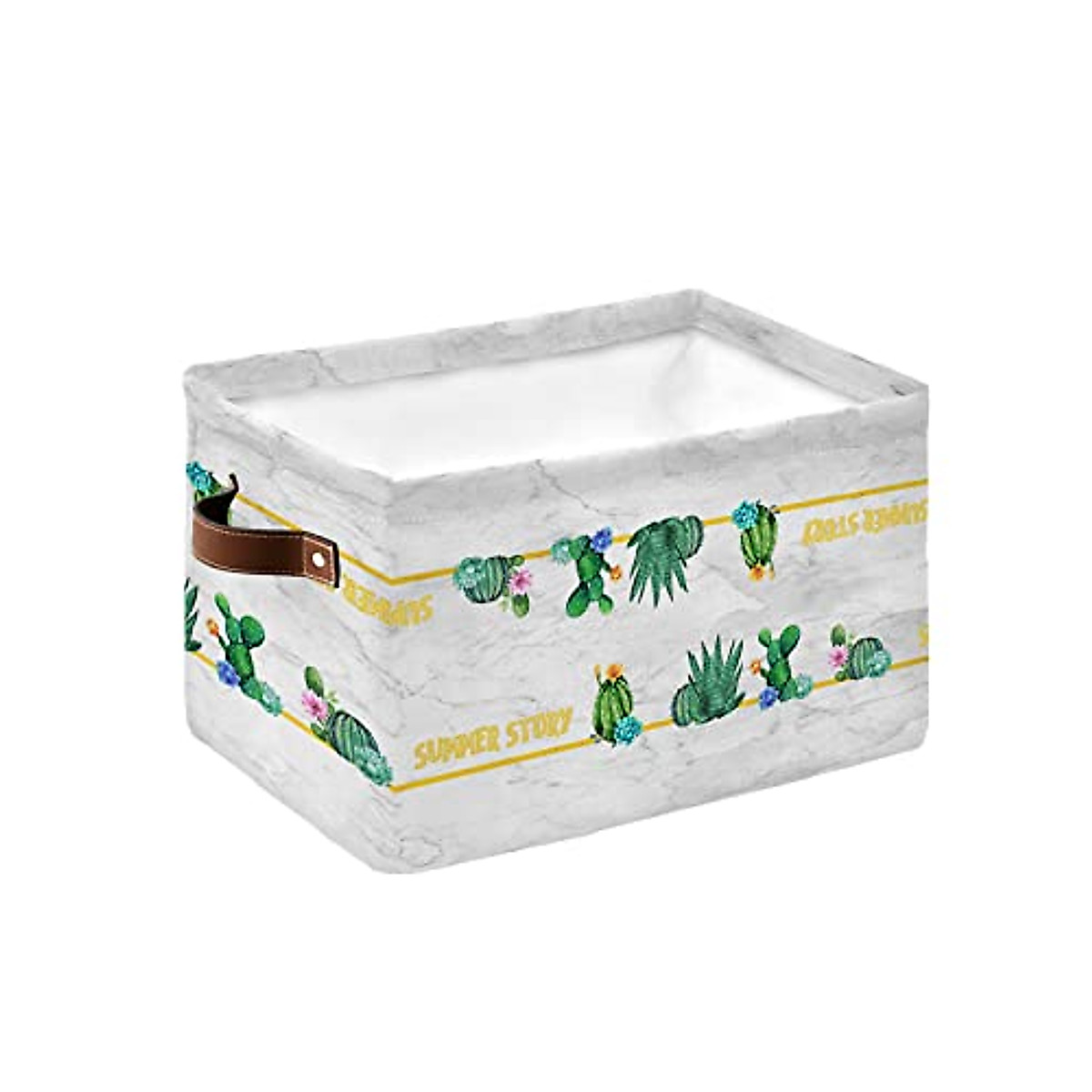Storage Bins Marble Texture Oasis Cactus Storage Box Foldable Storage Basket for Shelves Storage Cubes Bin for Organizing Closet Nursery Toy Organizers with Handles