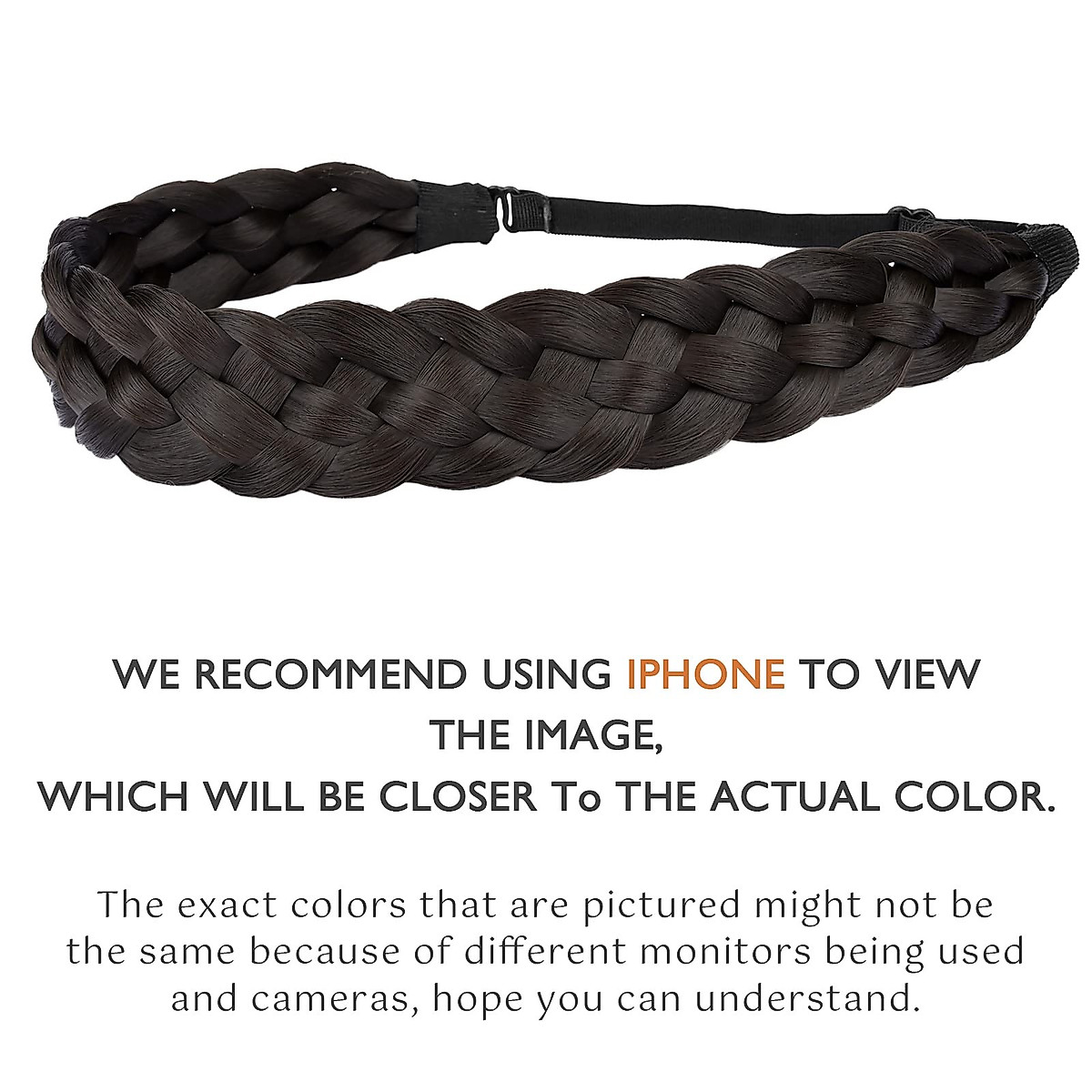 DIGUAN 5 Strands Synthetic Hair Braided Headband Classic Chunky Wide Plaited Braids Elastic Stretch Hairpiece Women Girl Beauty accessory, 56g (Dark Chocolate)